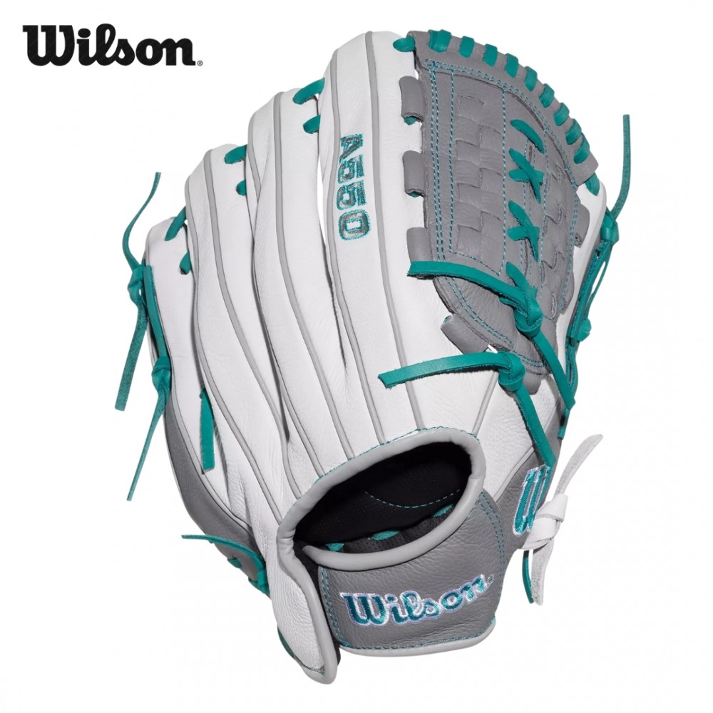 Guante Wilson A550 Siren Fastpitch 12" | Blanco/Gris/Verde Azulado